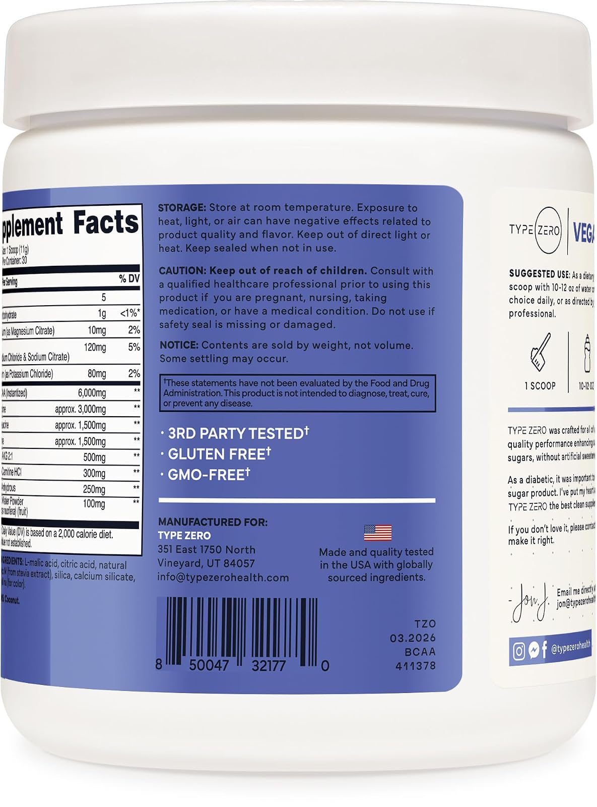 Type Zero amino acids for workouts