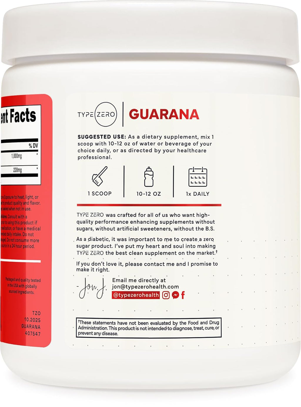 Type Zero Guarana Powder for enhanced focus