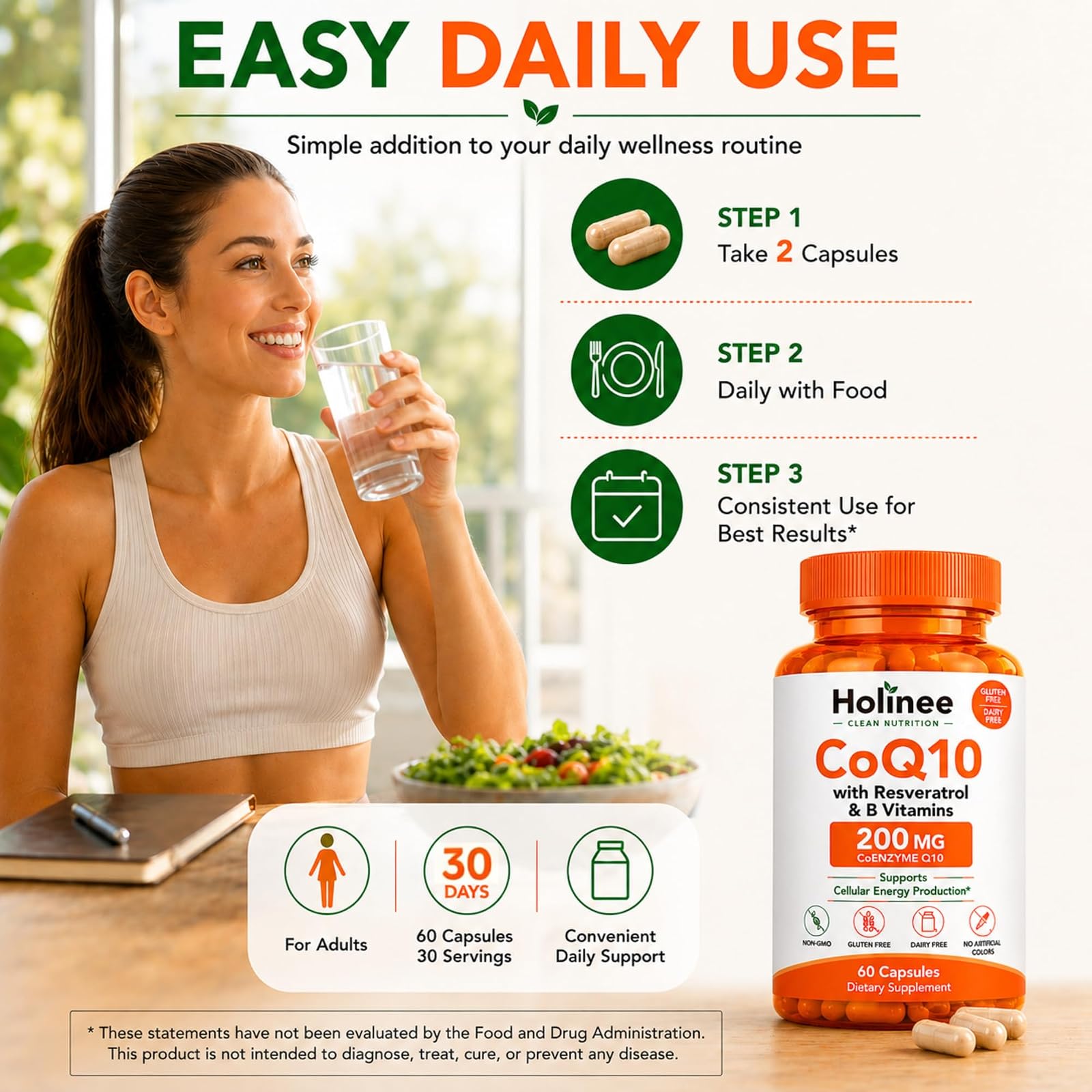 Ubiquinol capsules for active lifestyle