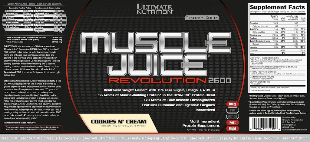 Ultimate Nutrition weight gainers for energy
