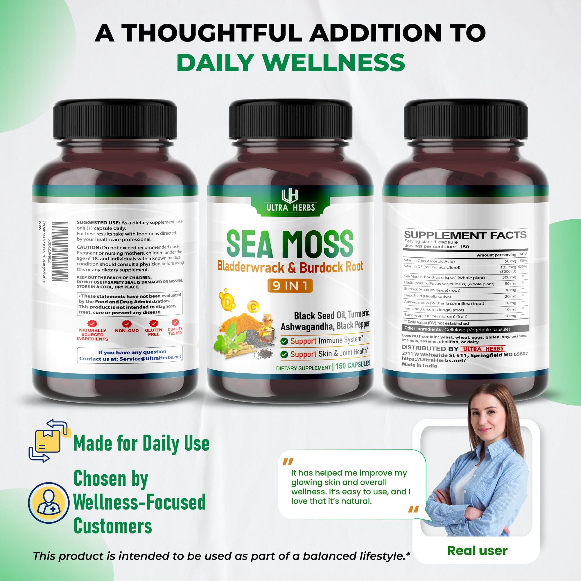 Ultra Herbs sea moss capsules for immunity