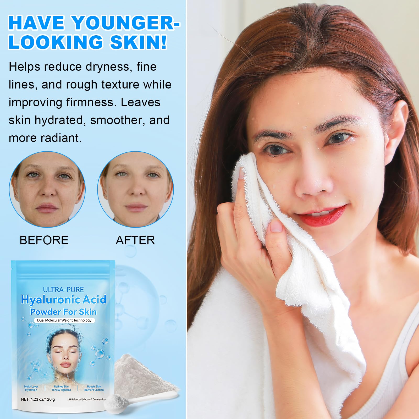 Ultra Pure Hyaluronic Acid for dry skin relief
