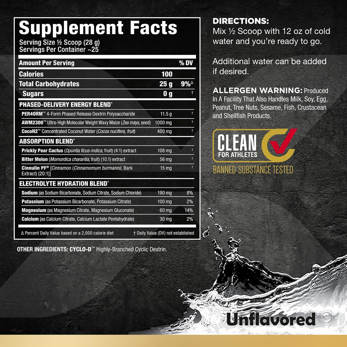 unflavored ALLMAX CARBION+ sports electrolyte mix