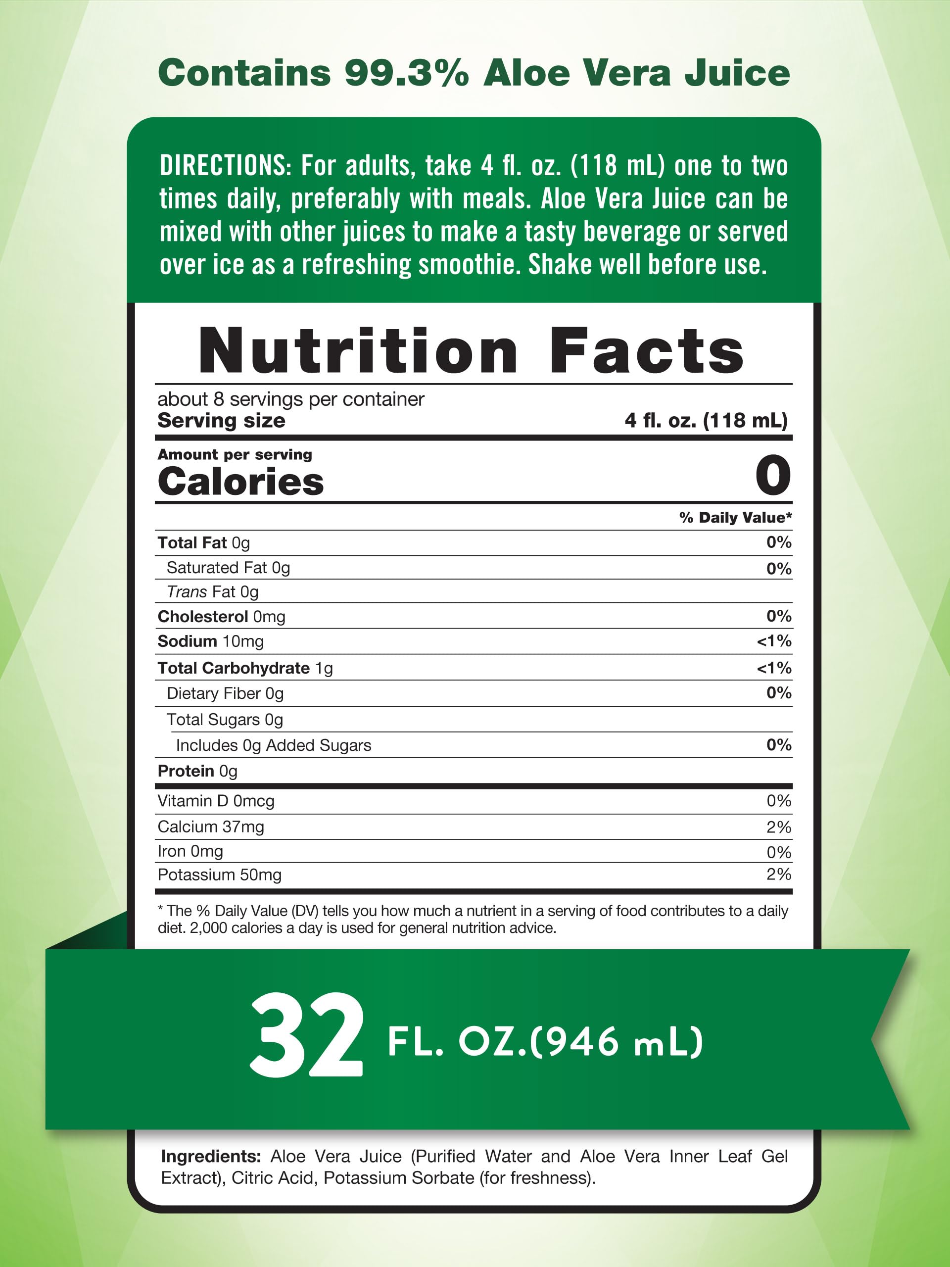 unflavored aloe vera juice for wellness