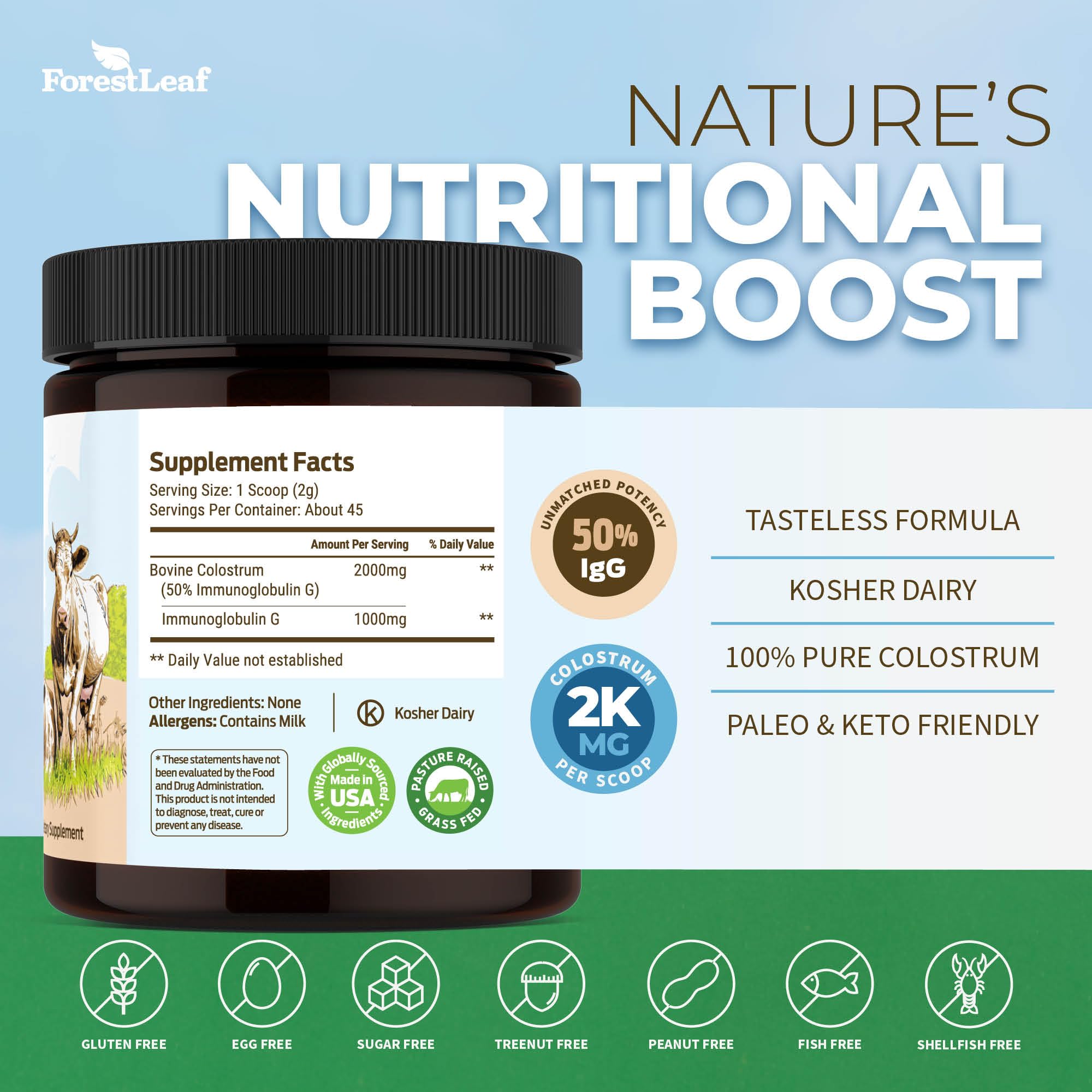 Unflavored blended vitamin mineral powder
