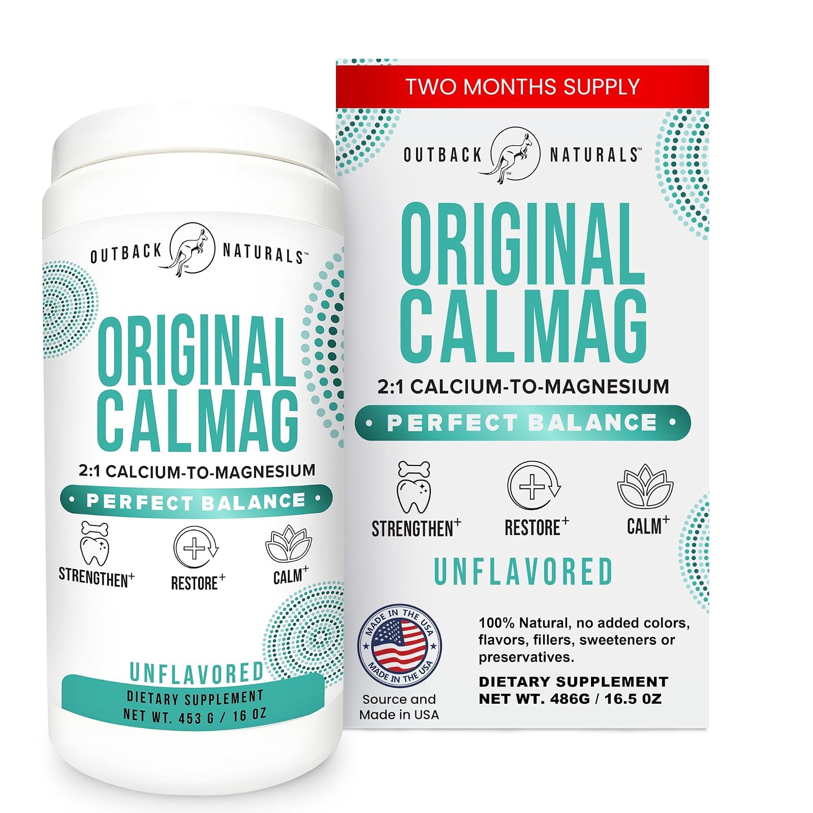Unflavored calcium magnesium citrate powder