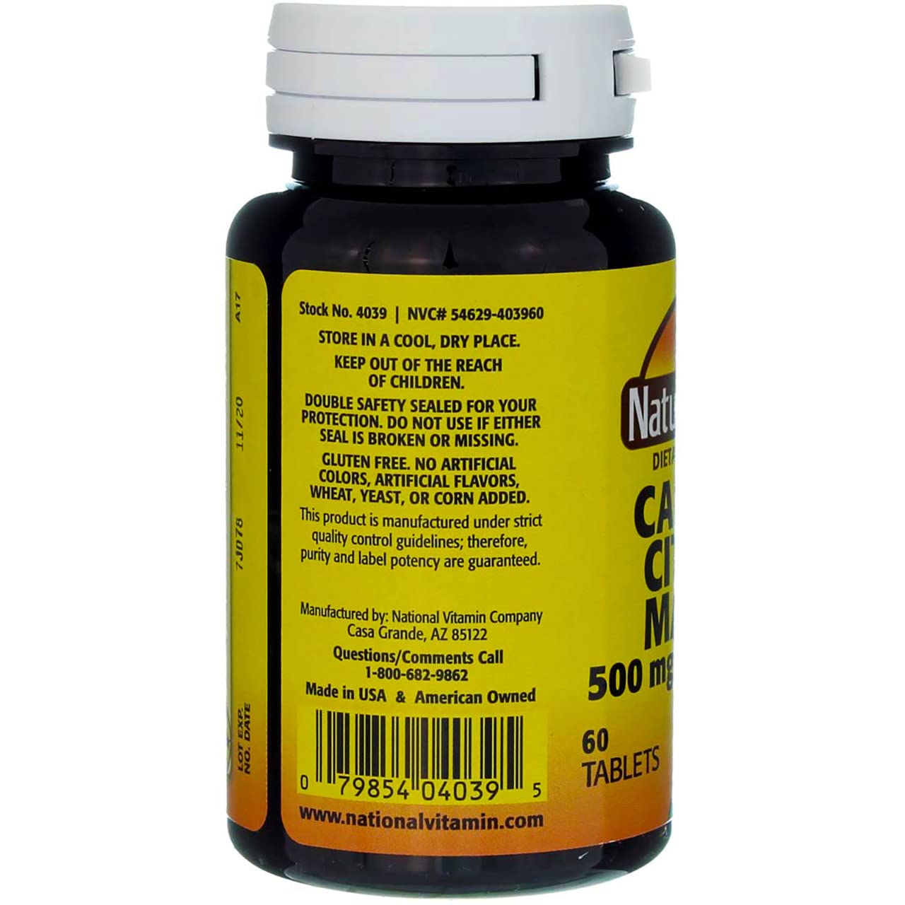 Unflavored calcium tablets for easy intake
