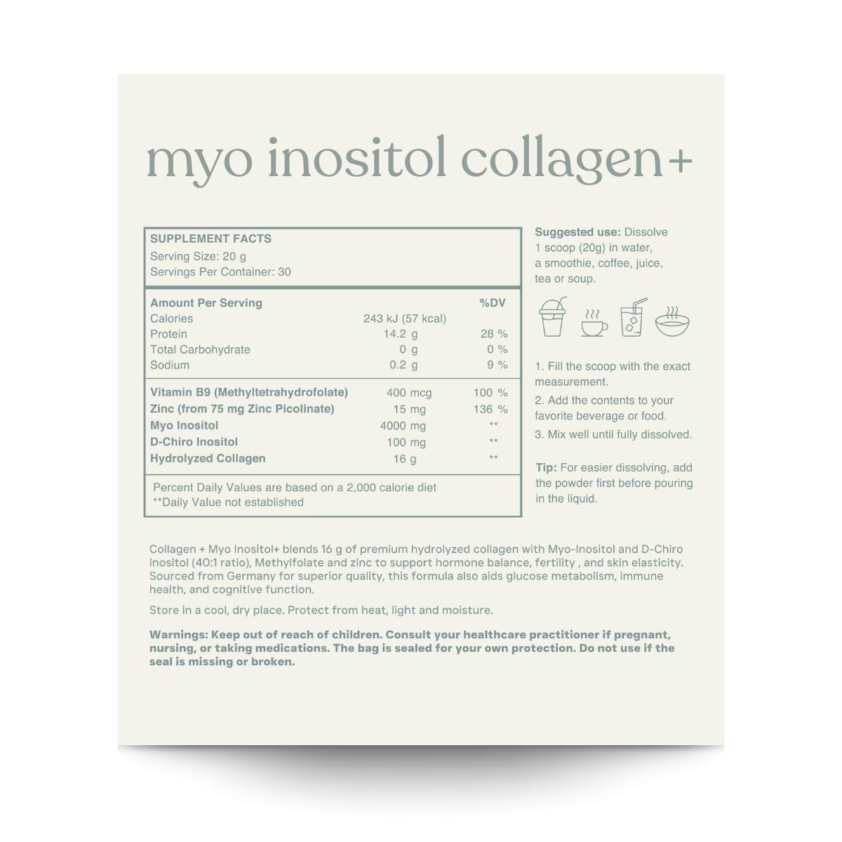 Unflavored collagen for versatile use