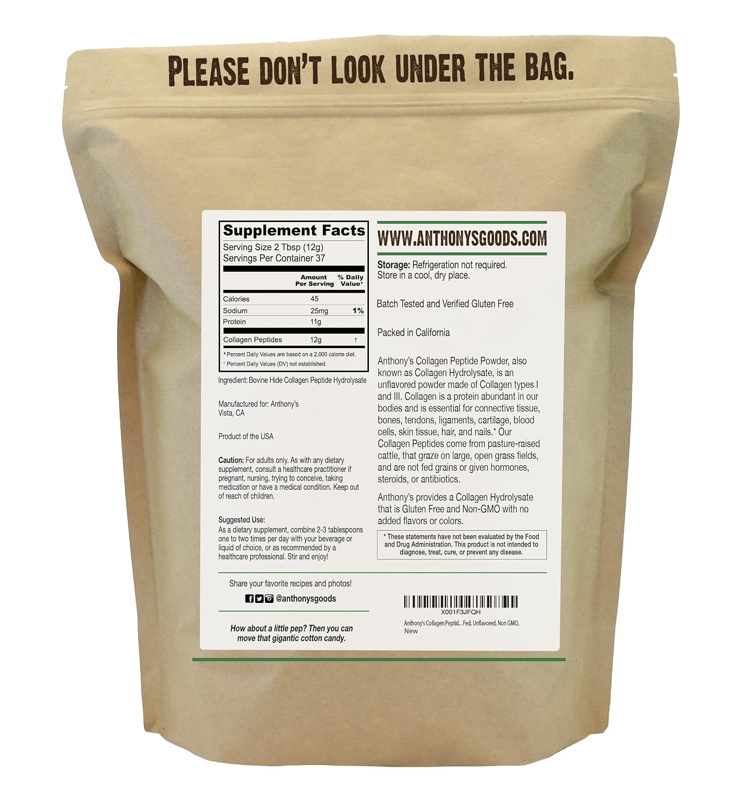 Unflavored collagen powder for smoothies