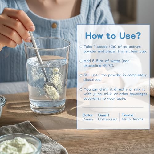 Unflavored colostrum for easy mixing
