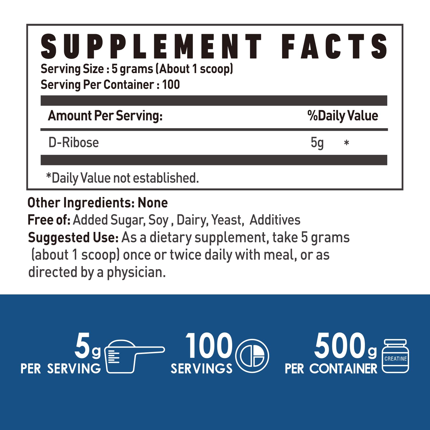 Unflavored D-Ribose for workouts