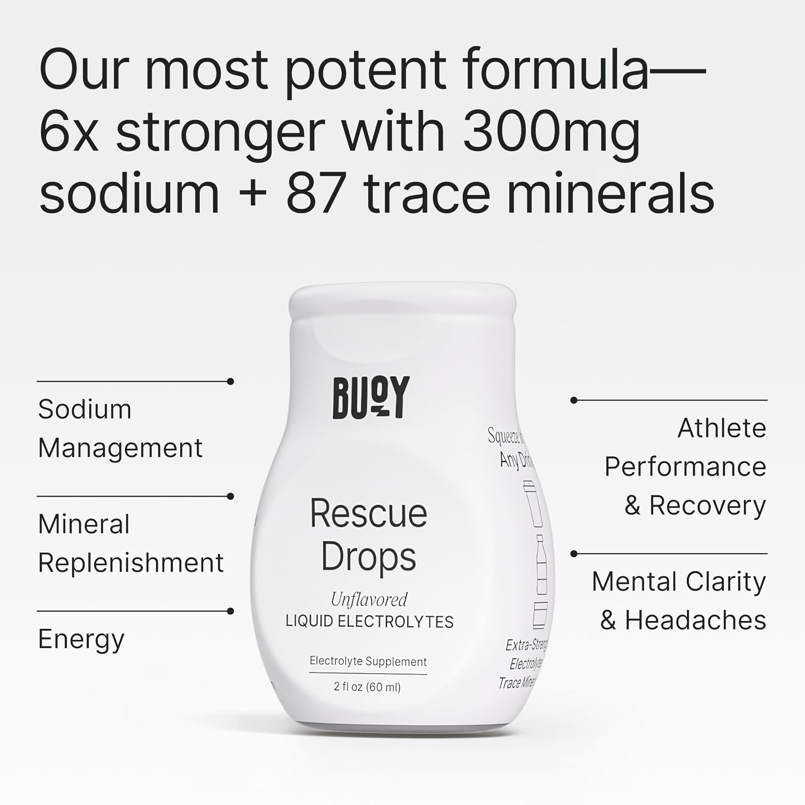 Unflavored electrolyte drops for athletes