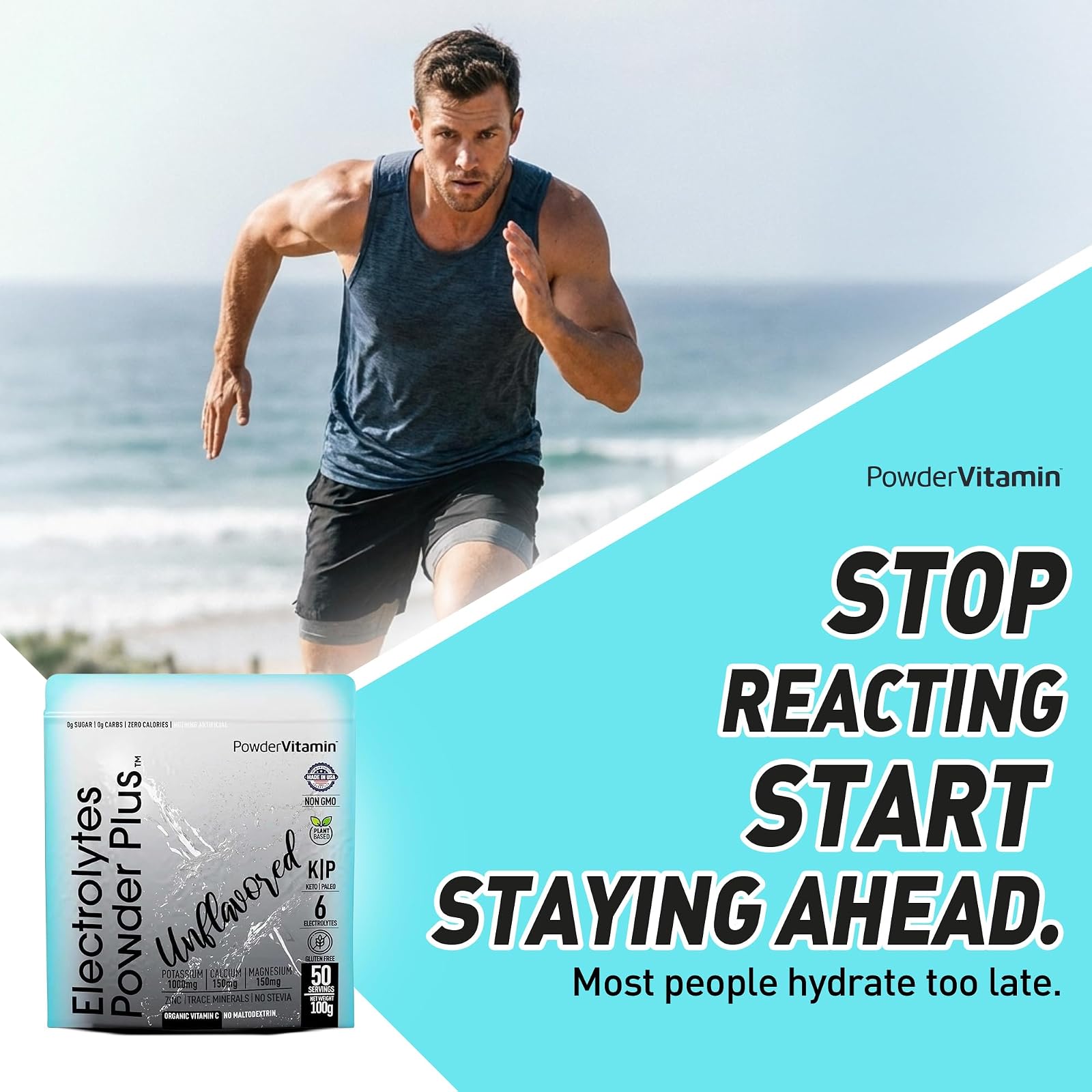 Unflavored electrolyte powder for versatile use