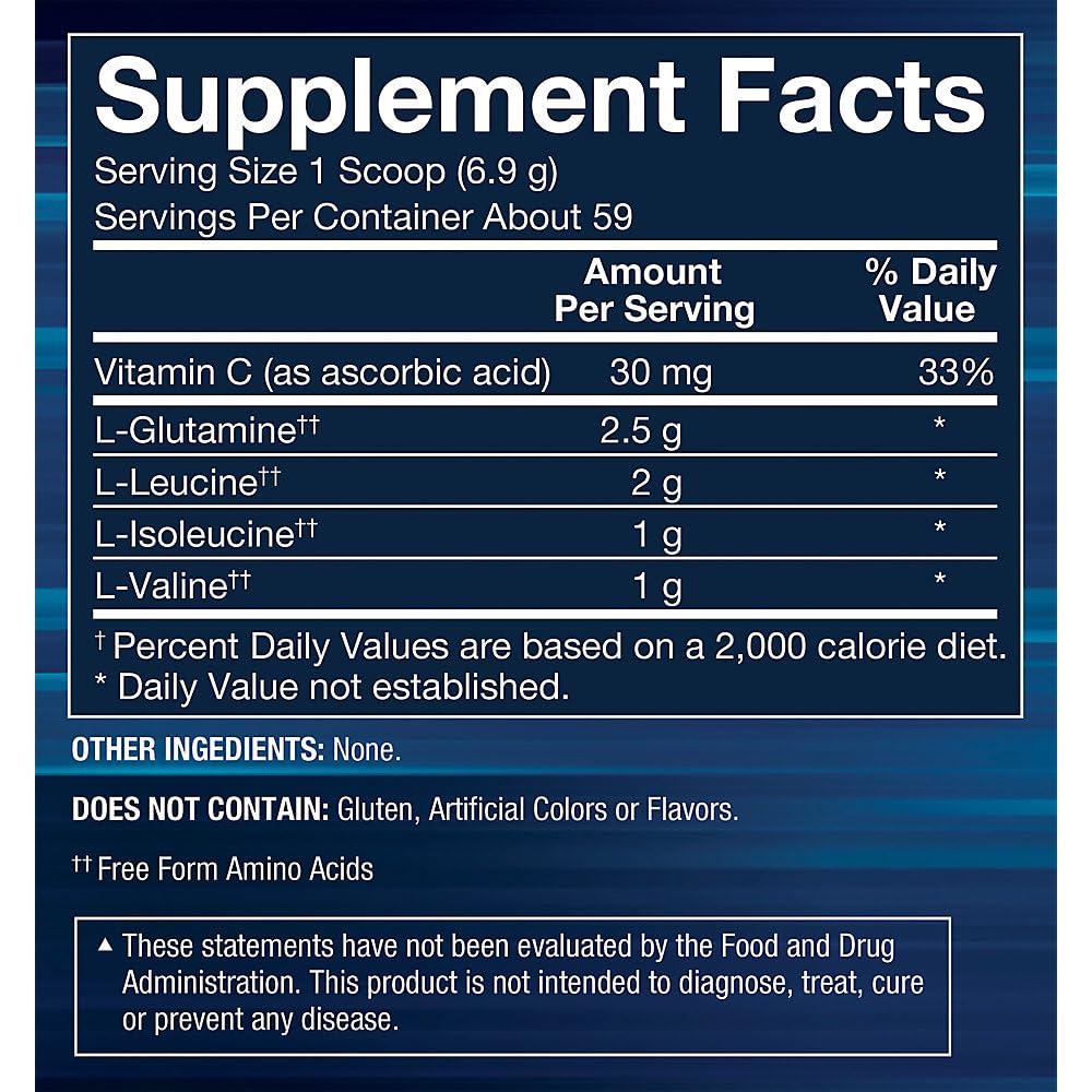 Unflavored glutamine for versatile use