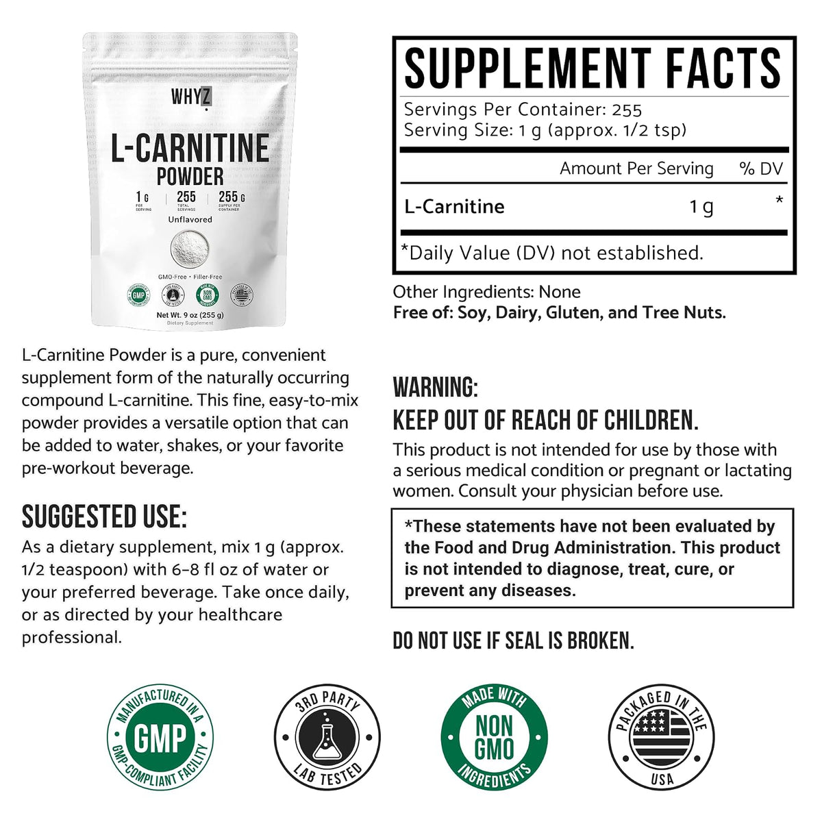Unflavored L-Carnitine for versatile use