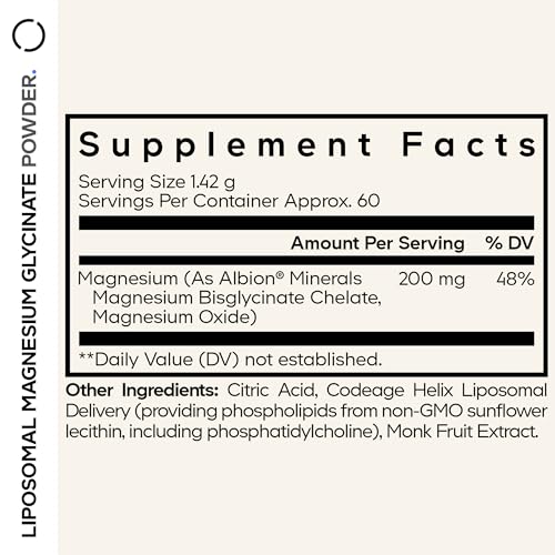 Unflavored magnesium glycinate supplement