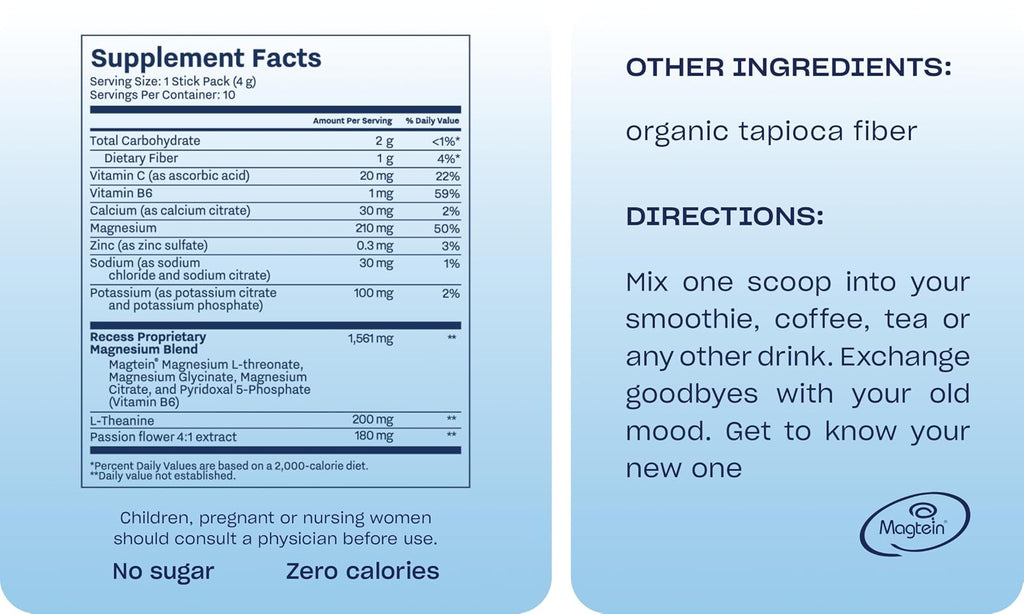 Unflavored magnesium powder for sleep