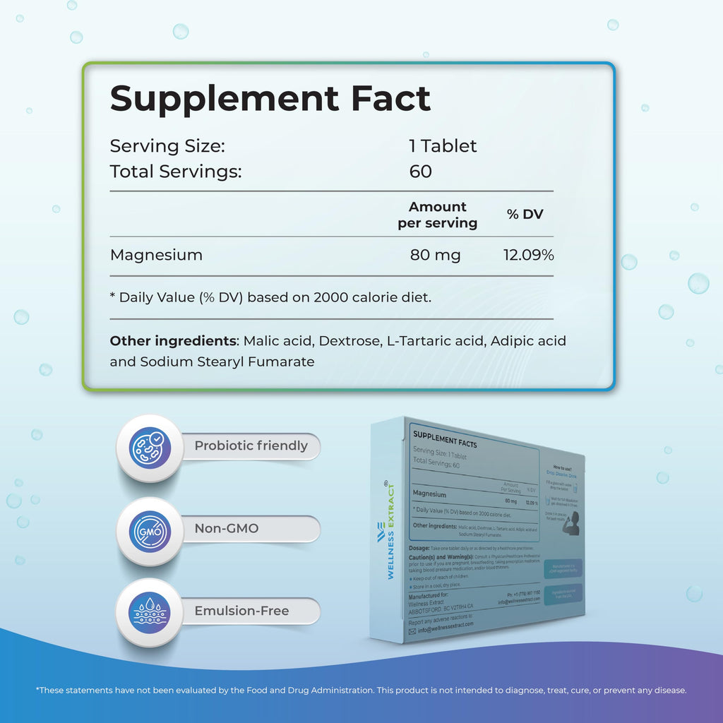 Unflavored magnesium tablets for wellness
