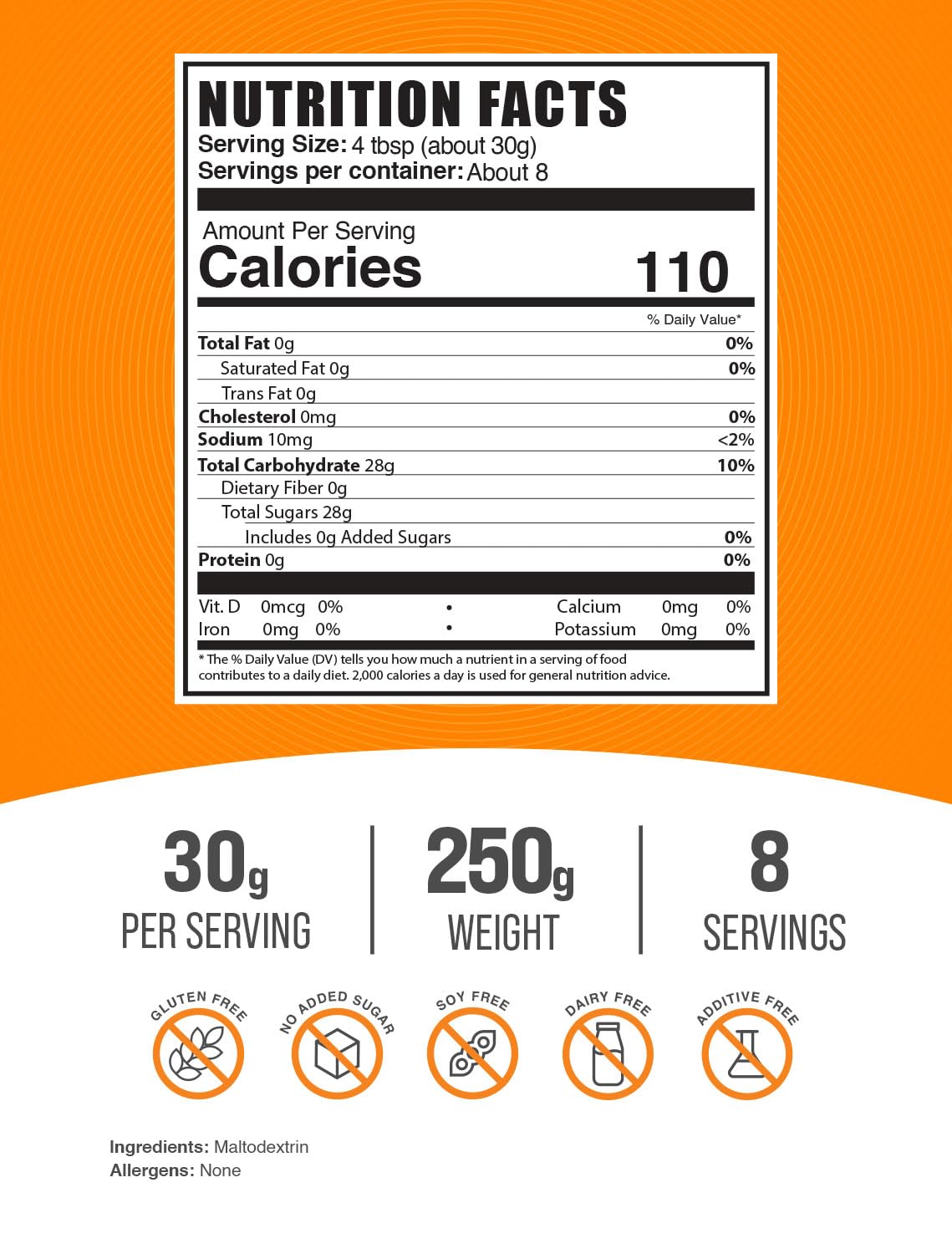 Unflavored maltodextrin for pre-workout fuel