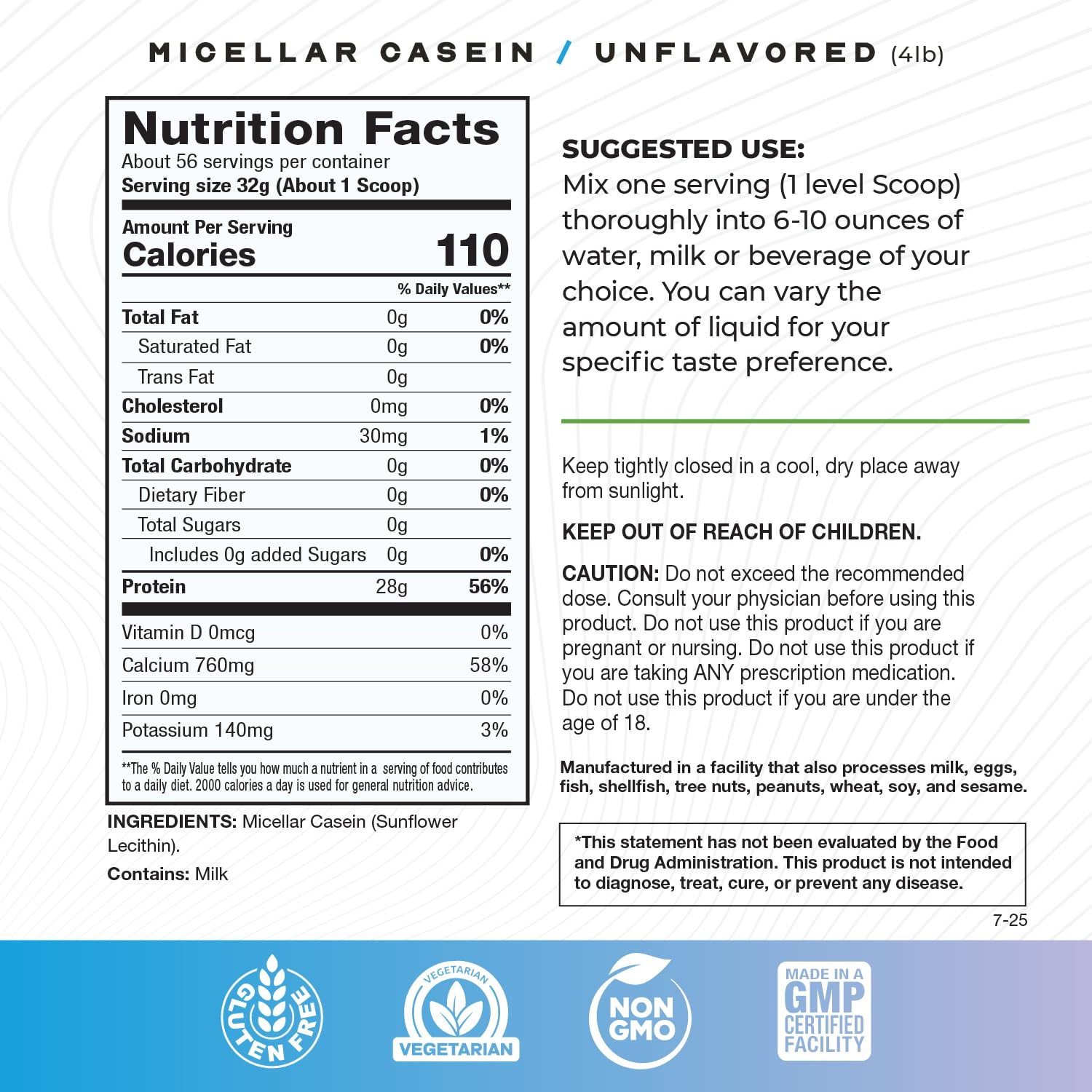 Unflavored plant based protein option