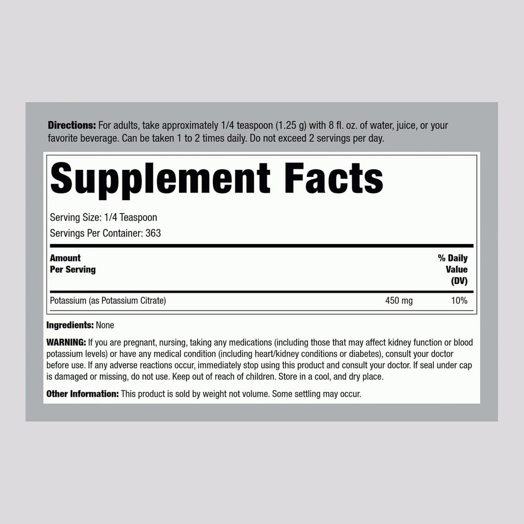 Unflavored potassium citrate for muscle health
