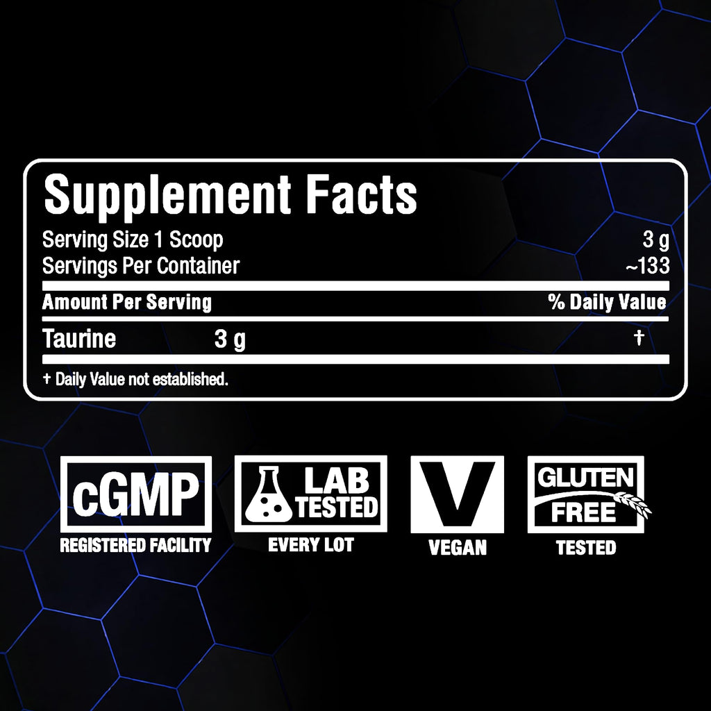 Unflavored taurine for easy mixing