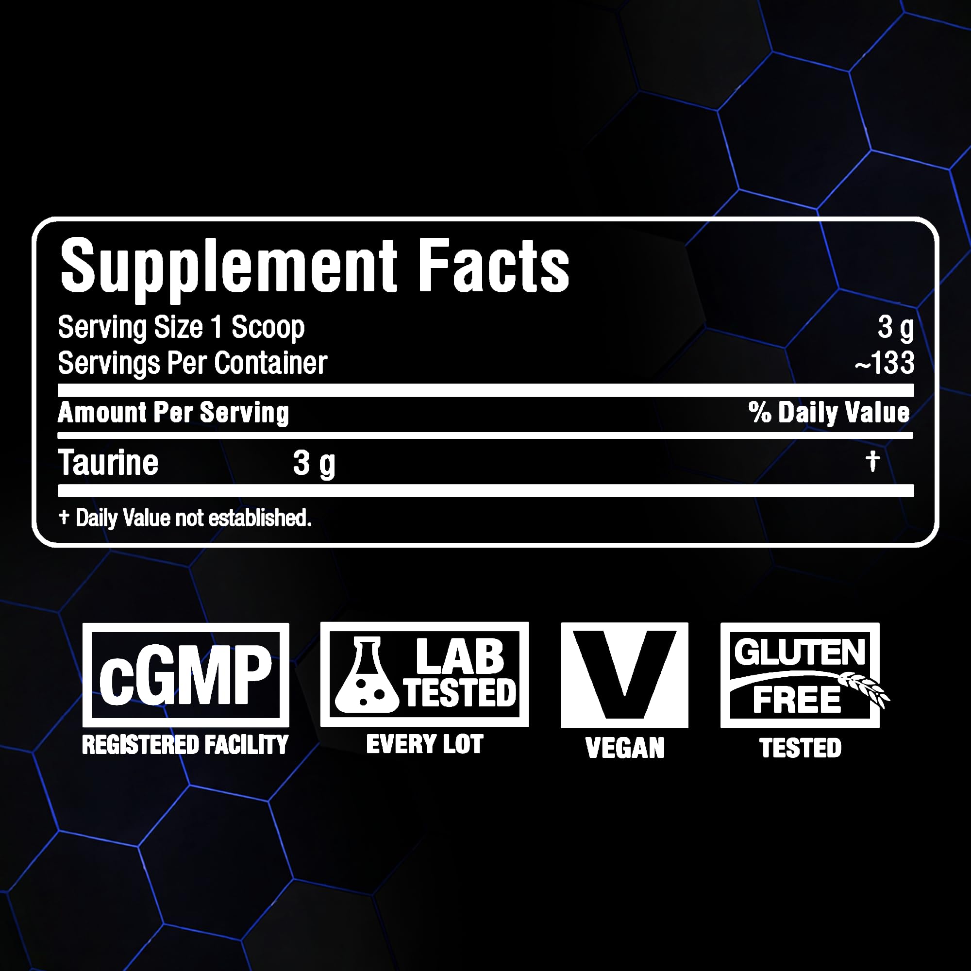 Unflavored taurine for easy mixing