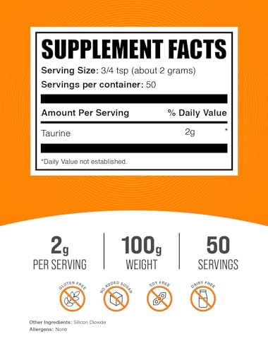 Unflavored taurine powder for smoothies