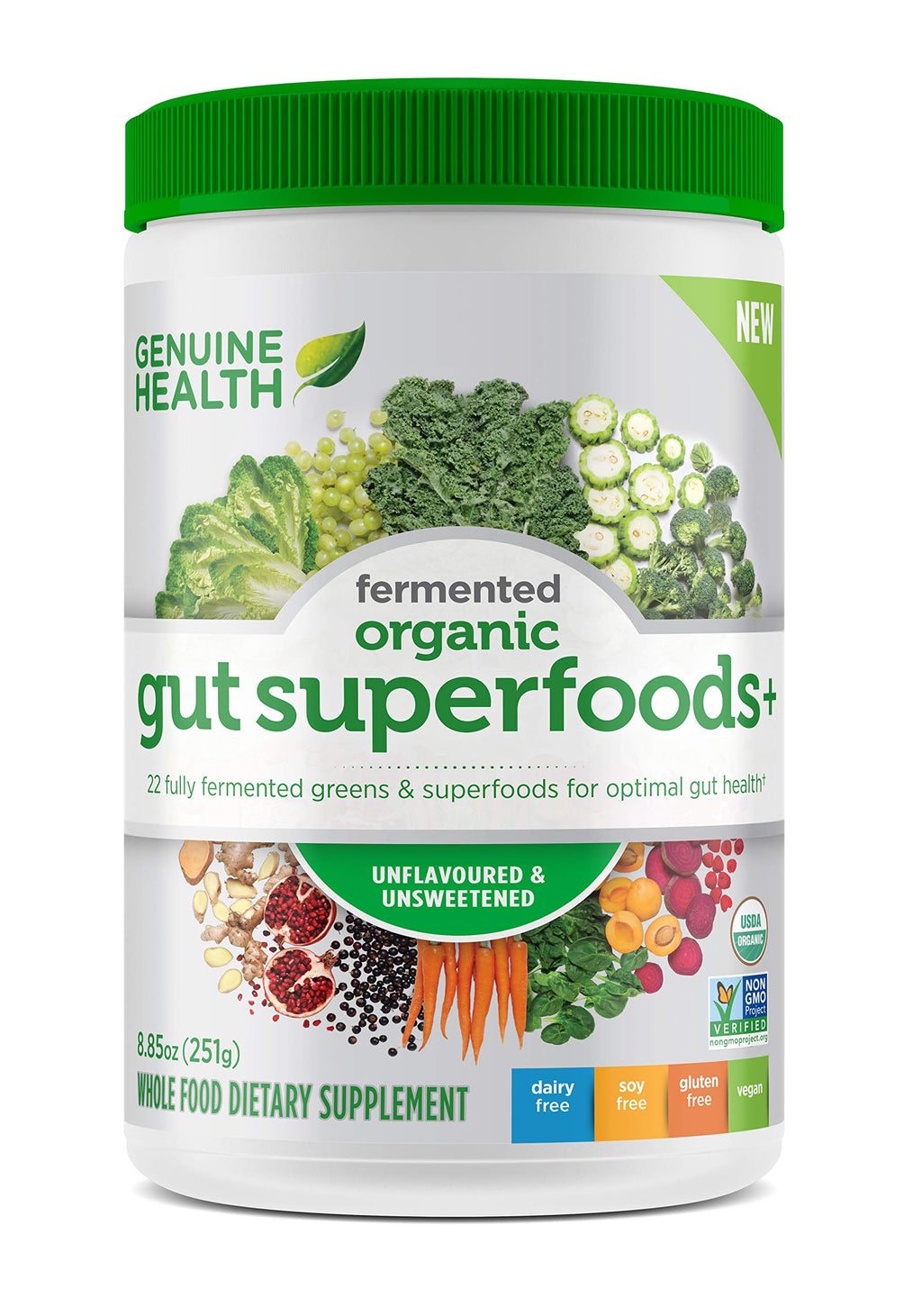 Unflavored vegan ginger powder supplement