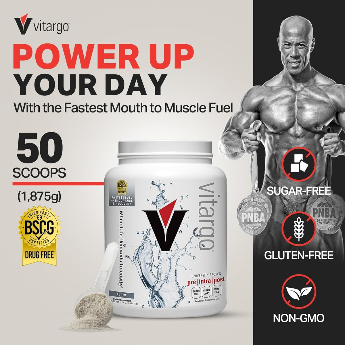 unflavored Vitargo powder for athletes