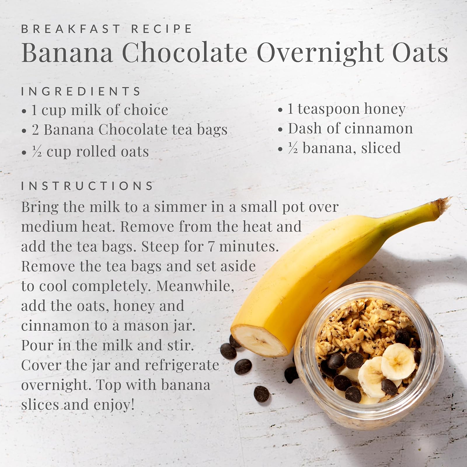 Unique chocolate banana tea experience