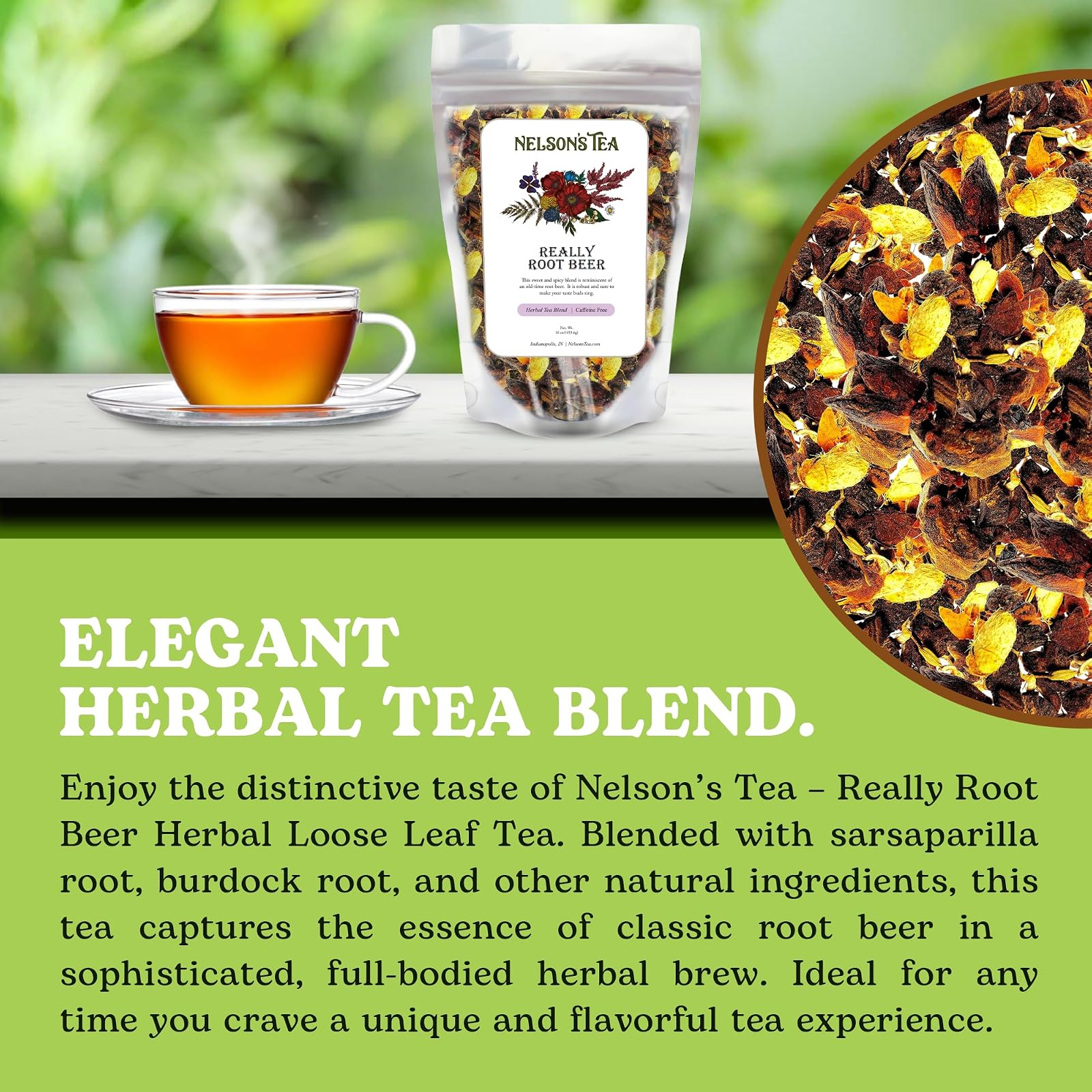 Unique sarsaparilla herbal tea blend