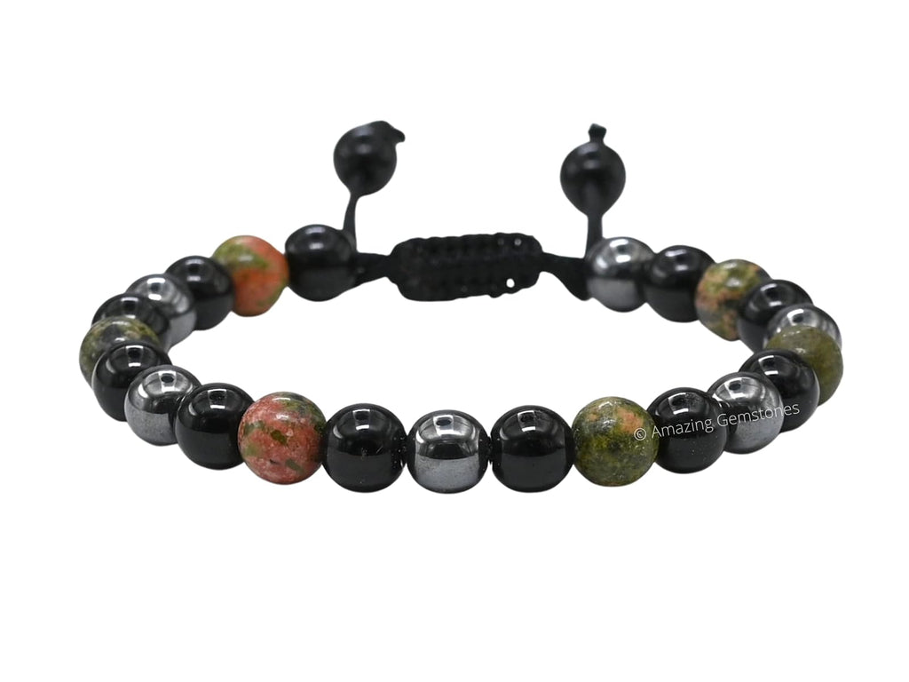 Unique unakite and obsidian design