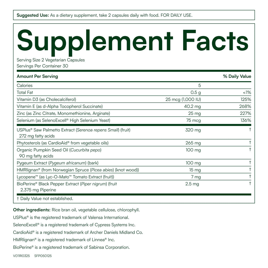 urinary flow support with zinc and saw palmetto