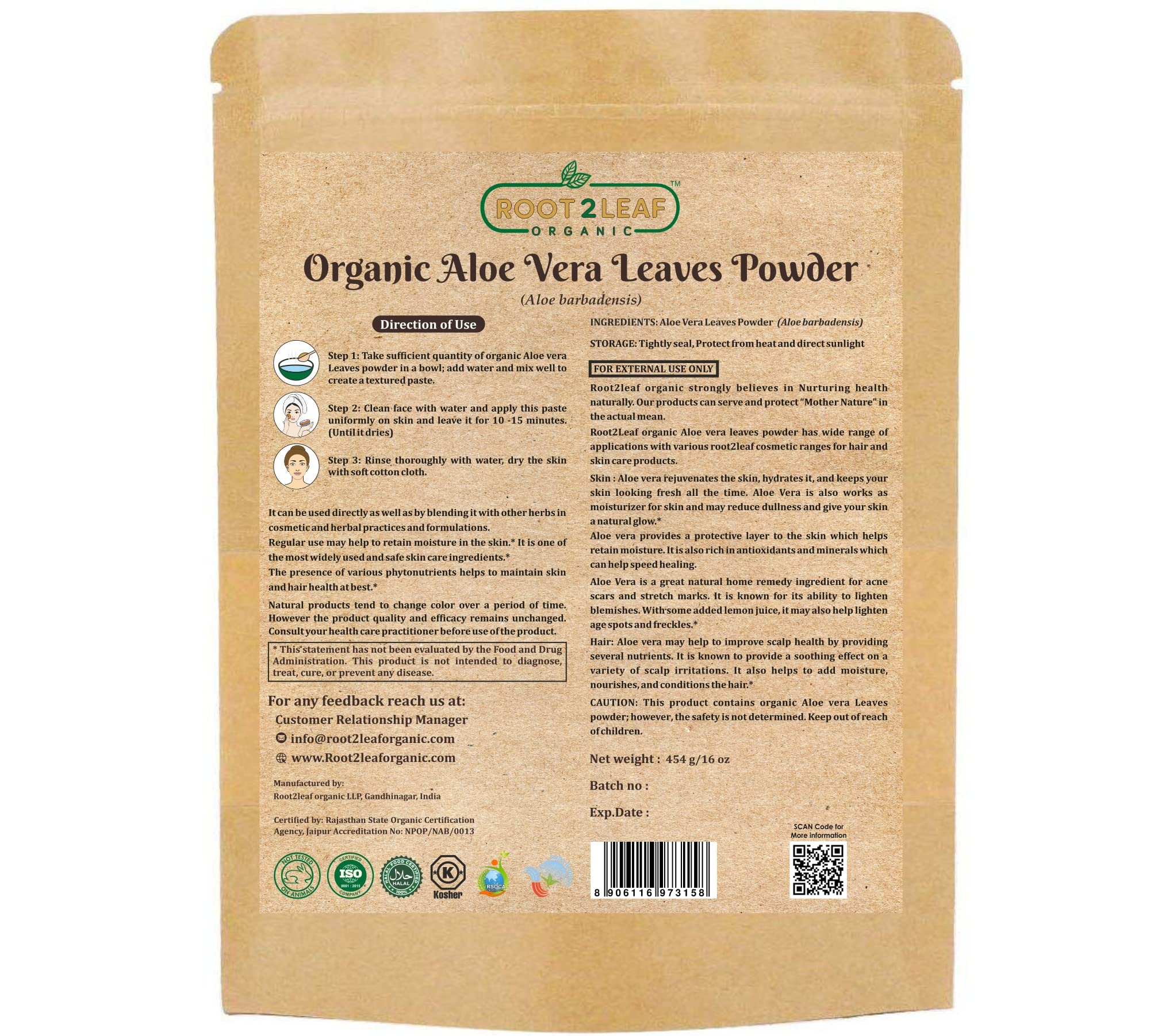 USDA certified aloe vera for health