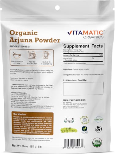 USDA certified organic arjuna for daily nutrition