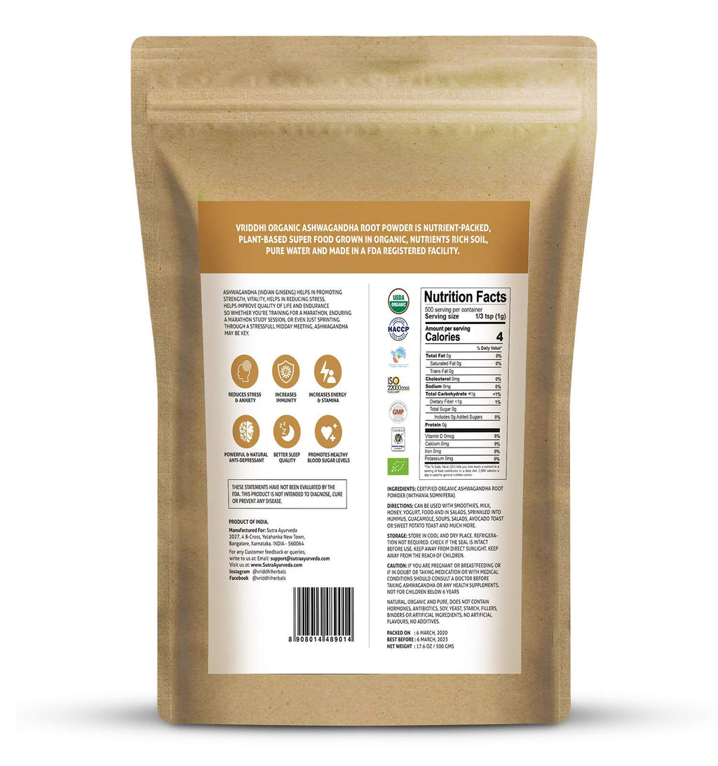 USDA certified organic ashwagandha