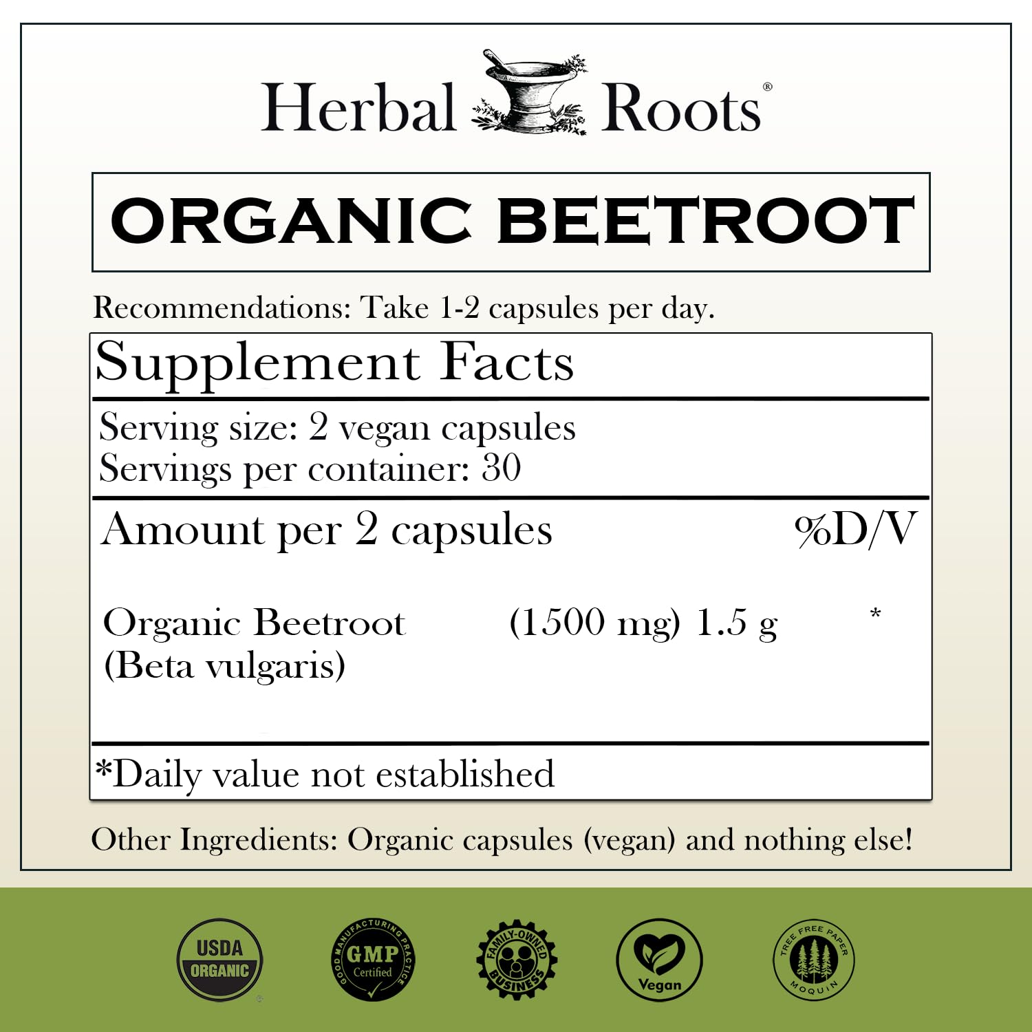 USDA certified organic beet capsules