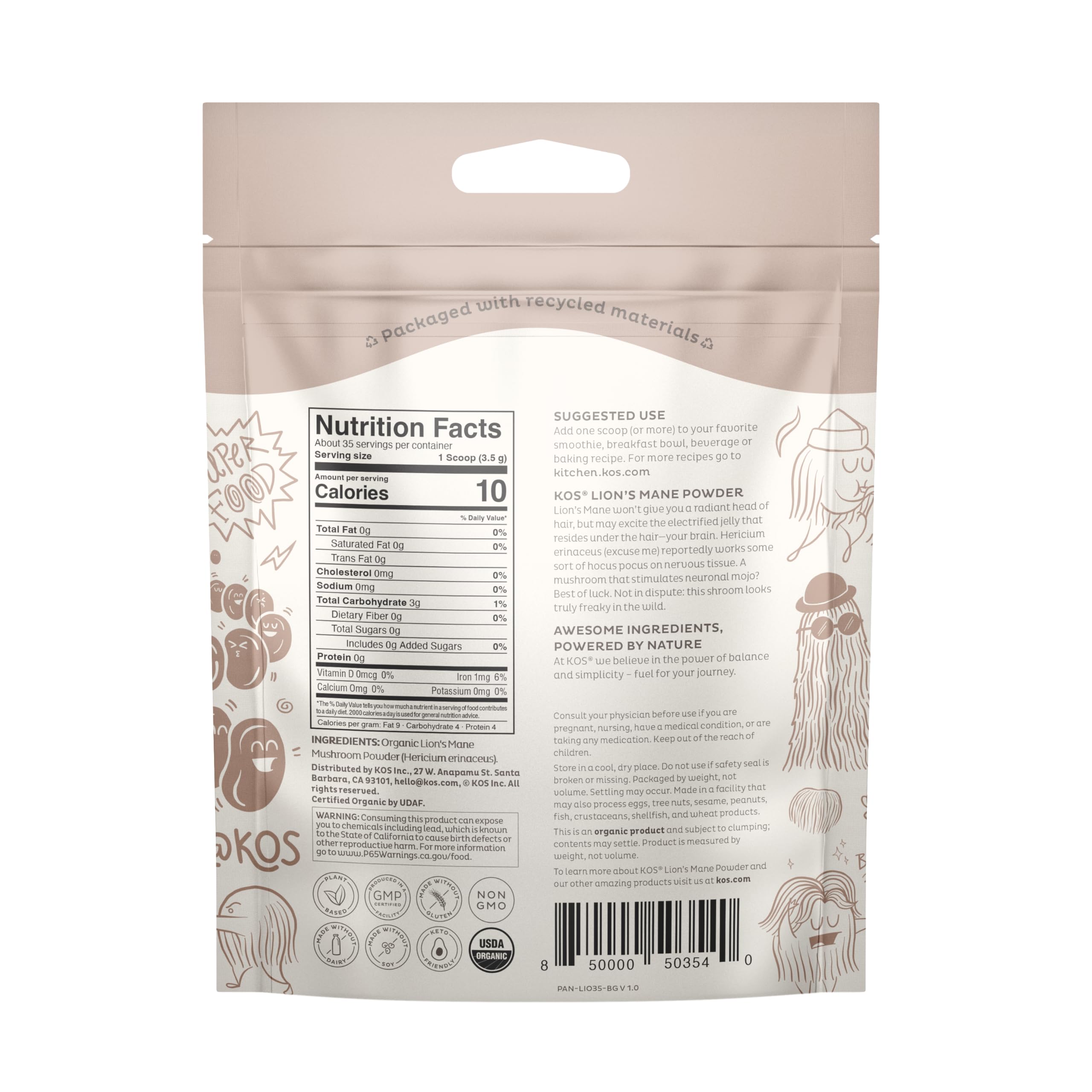 USDA certified organic mushroom supplement