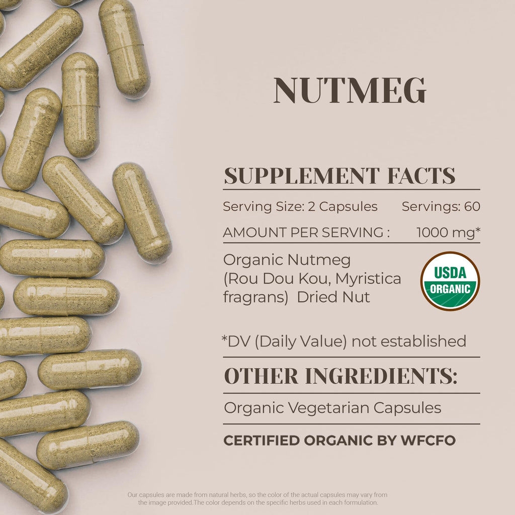 USDA certified organic nutmeg capsules