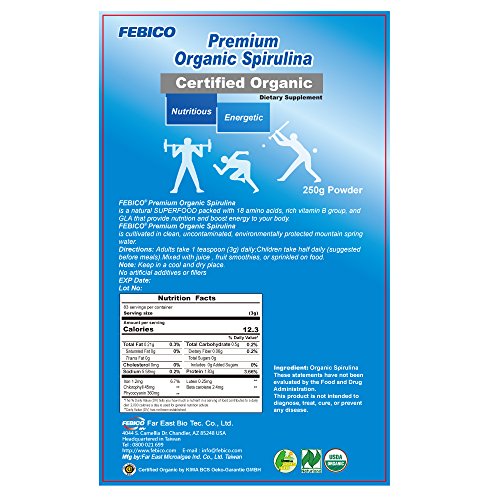 USDA certified spirulina supplement