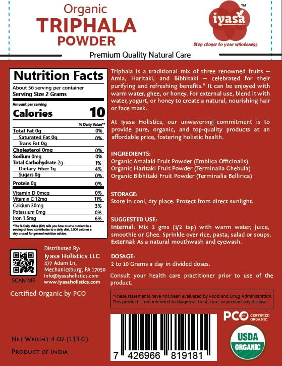 USDA certified triphala herbal supplement