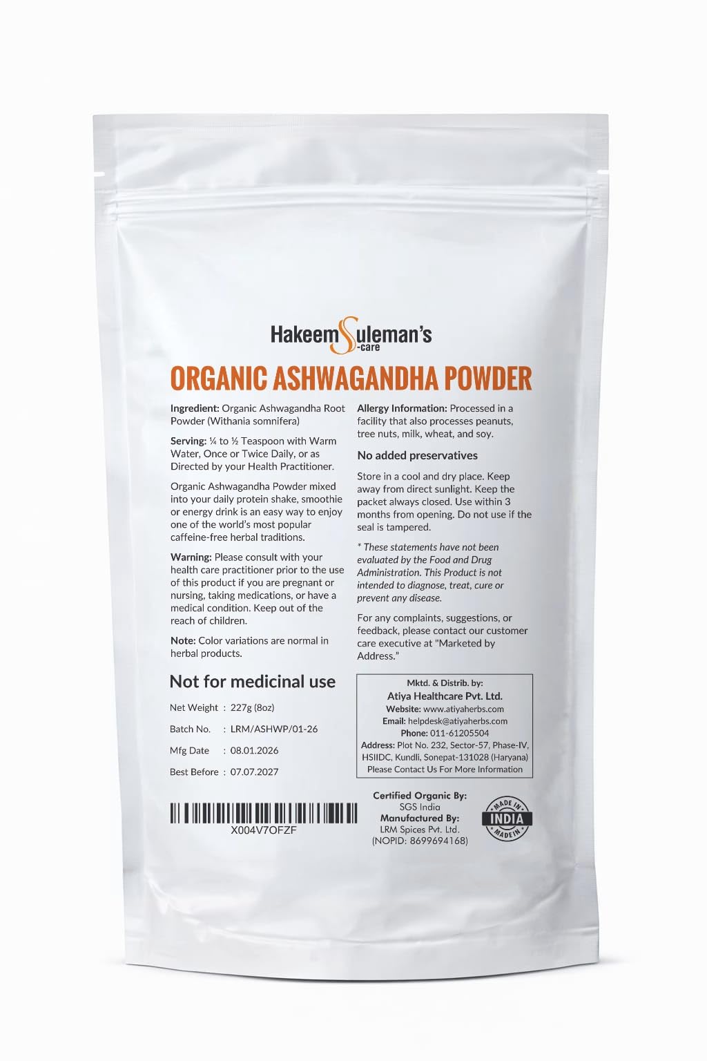 USDA organic ashwagandha for sleep support