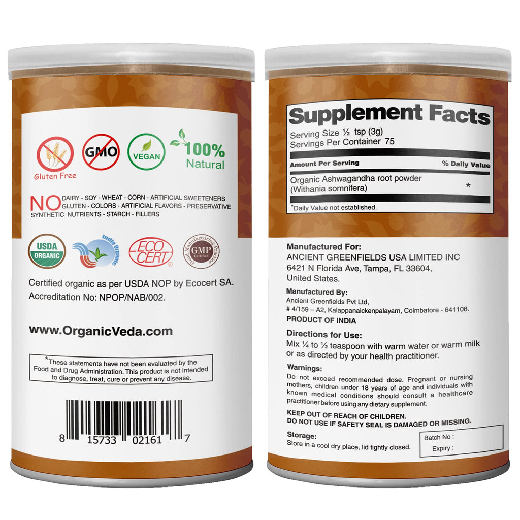 USDA organic ashwagandha supplement