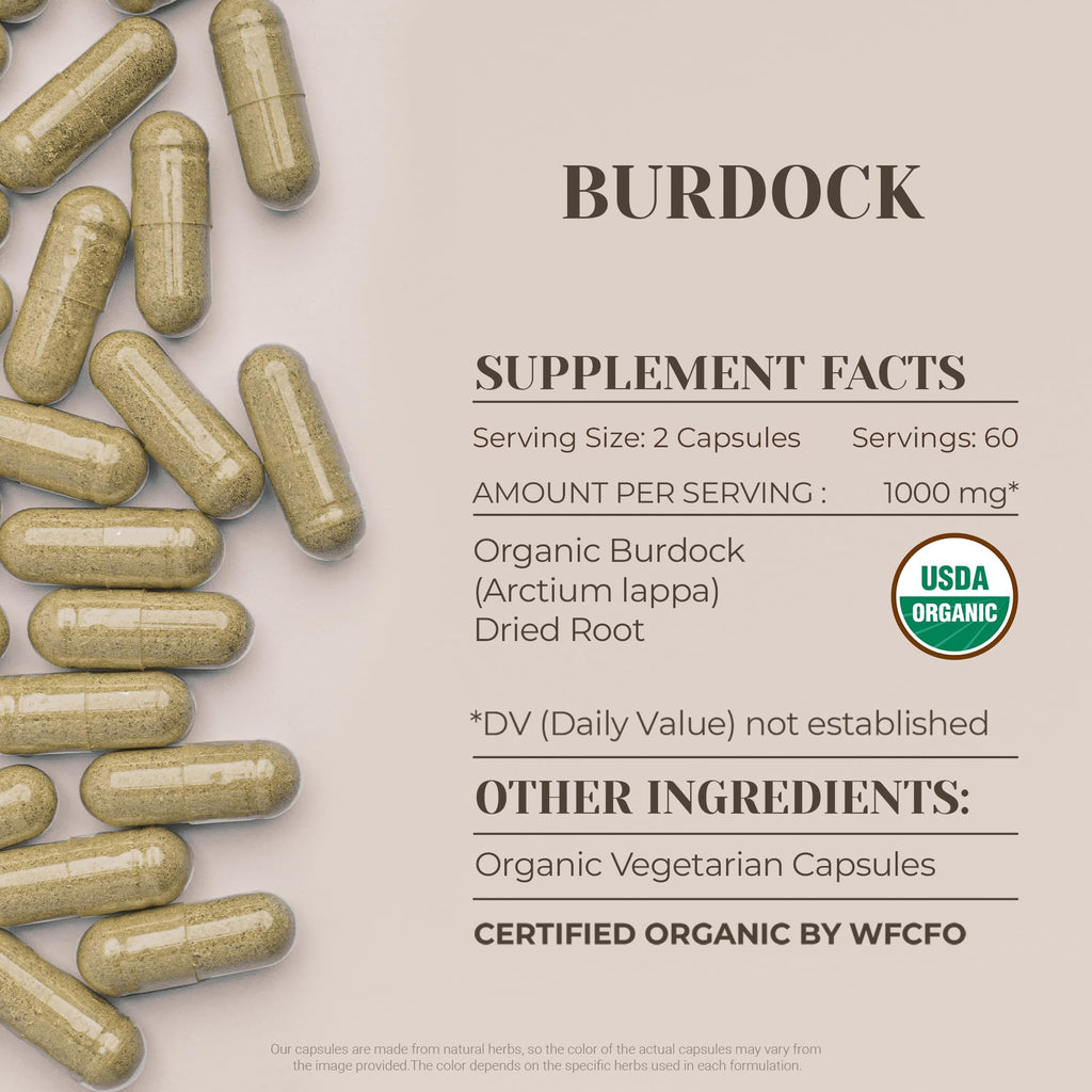 USDA organic burdock root capsules