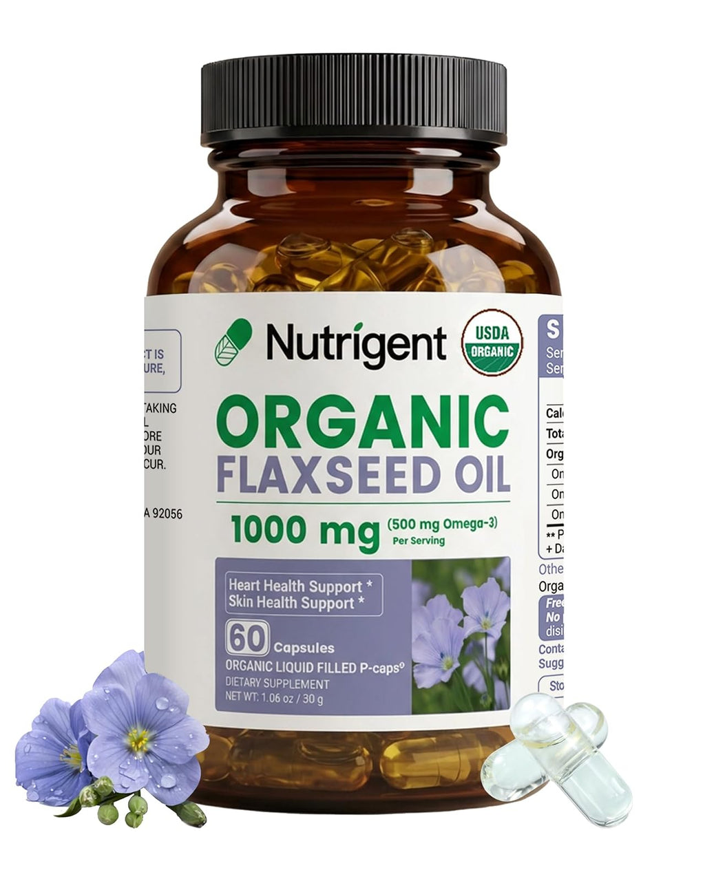 USDA Organic flaxseed oil capsules