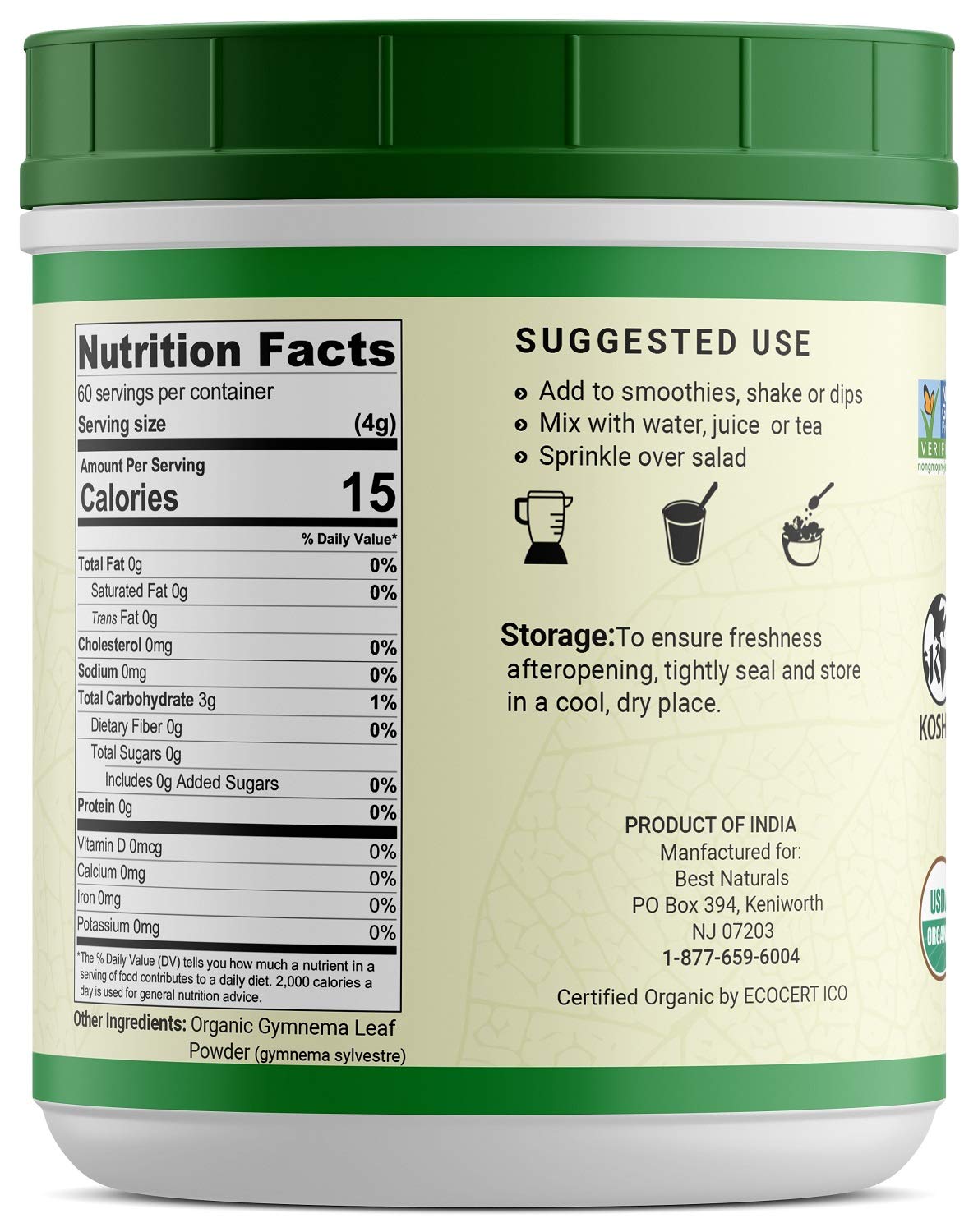 USDA organic gymnema for wellness