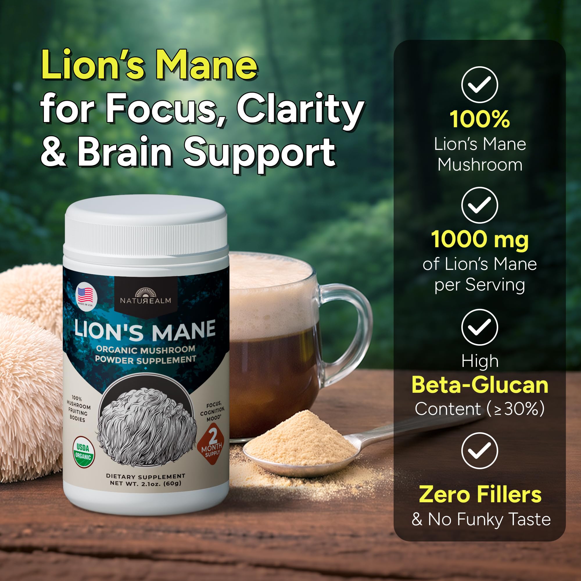 USDA organic Lion's Mane extract benefits