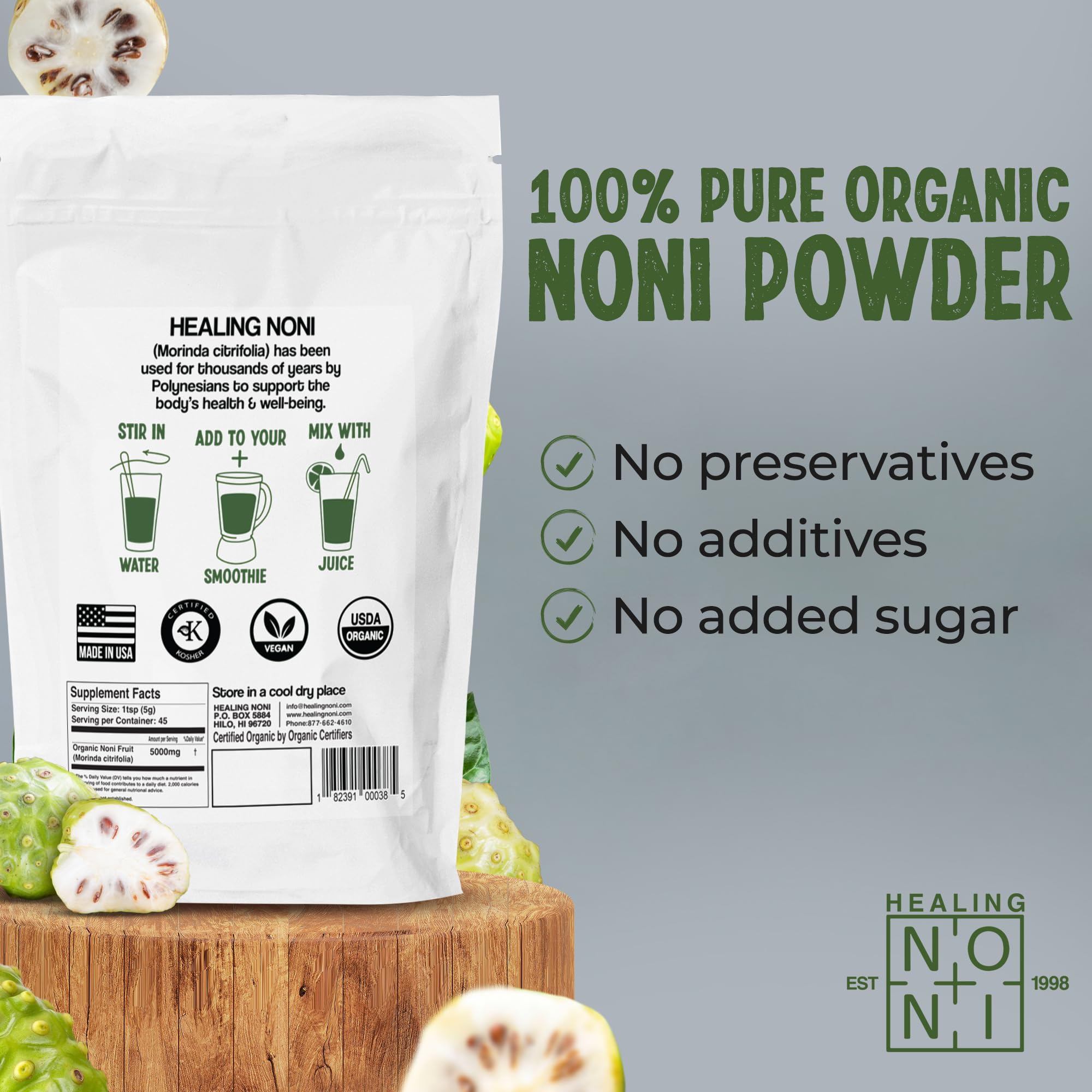 USDA organic noni supplement for vitality
