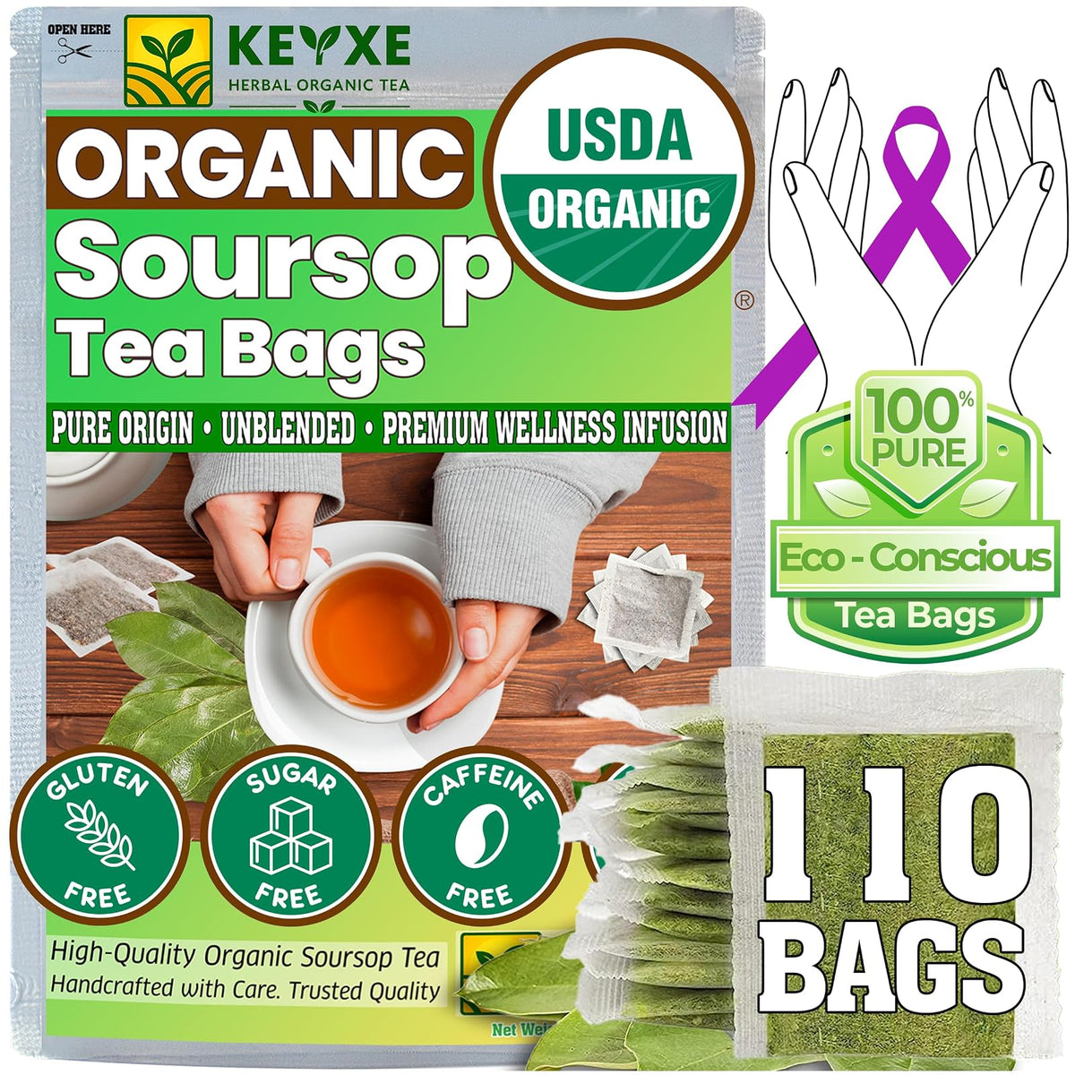 USDA Organic soursop herbal tea bags